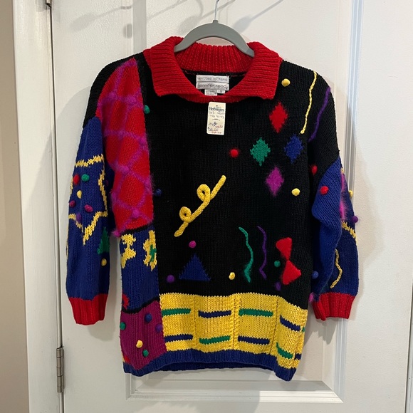 Jennifer Reed | Sweaters | Vintage W Tag Jennifer Reed Hand Knit Funky ...